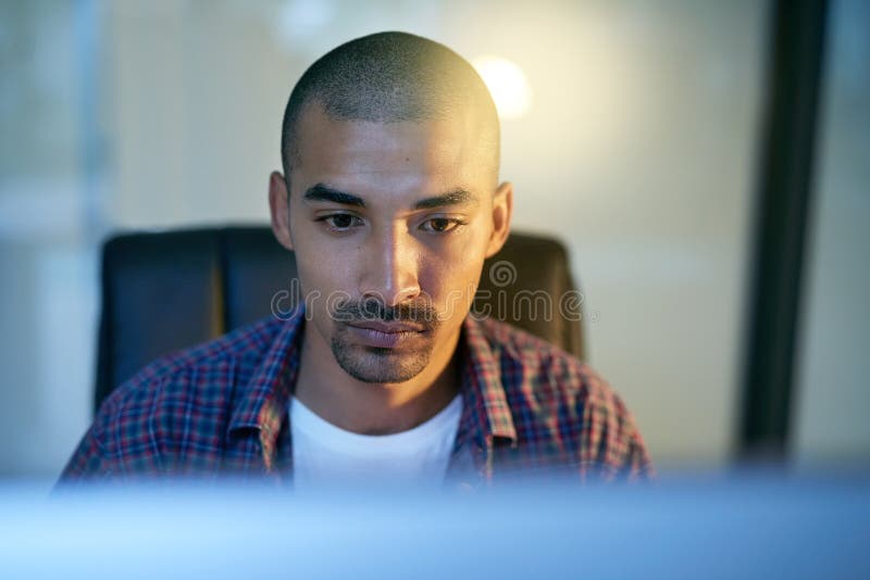 Computer Face And Serious With Developer Man In Office For Coding