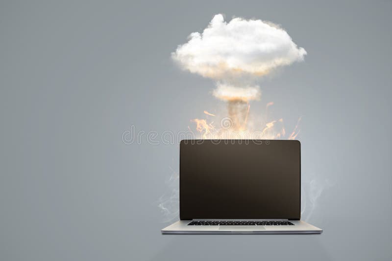 Computer Failure - Mushroom Cloud Above a Laptop Stock Image - Image of ...