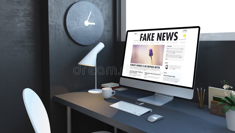 Computer with Fake News Website at Navy Desktop Stock Illustration ...