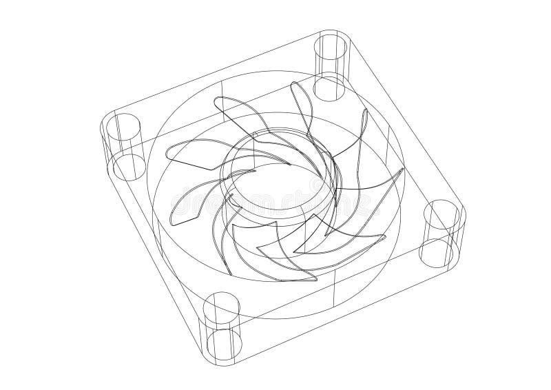 Computer Fan Architect Blueprint - Isolated Stock Illustration ...