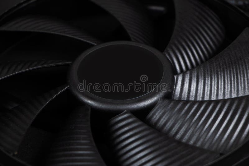 Computer Fan on a Black Background Close Up Stock Photo - Image of ...