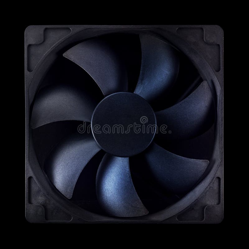 Computer Fan on Black Background Stock Image - Image of propeller, cold ...