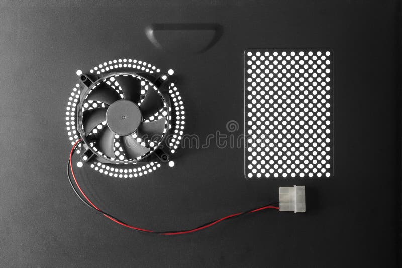 Computer Fan on Black Computer Case with Texture. Stock Photo - Image ...