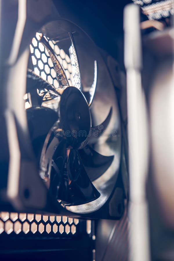 Computer Fan in a Computer Case Stock Image - Image of hardware, close ...
