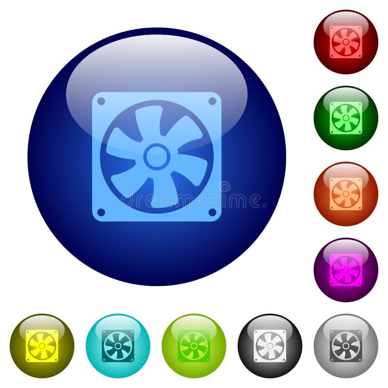 Computer Fan Color Glass Buttons Stock Vector - Illustration of vector ...