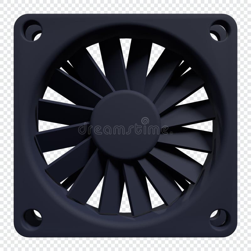 Computer Fan Cooler. Black Cooling Fan. 3D Computer Case Fan Stock ...