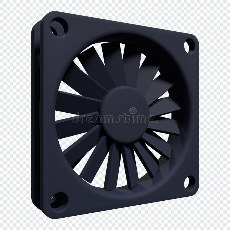 Computer Fan Cooler. Black Cooling Fan. 3D Computer Case Fan Stock ...