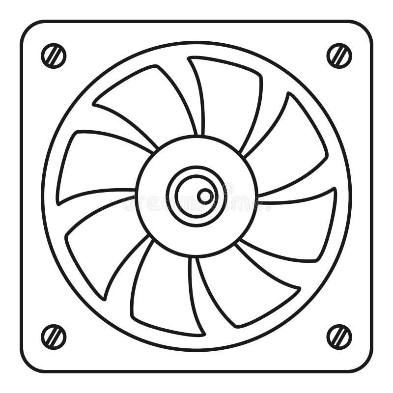 Computer Fan Cooler Icon, Outline Style Stock Vector - Illustration of ...