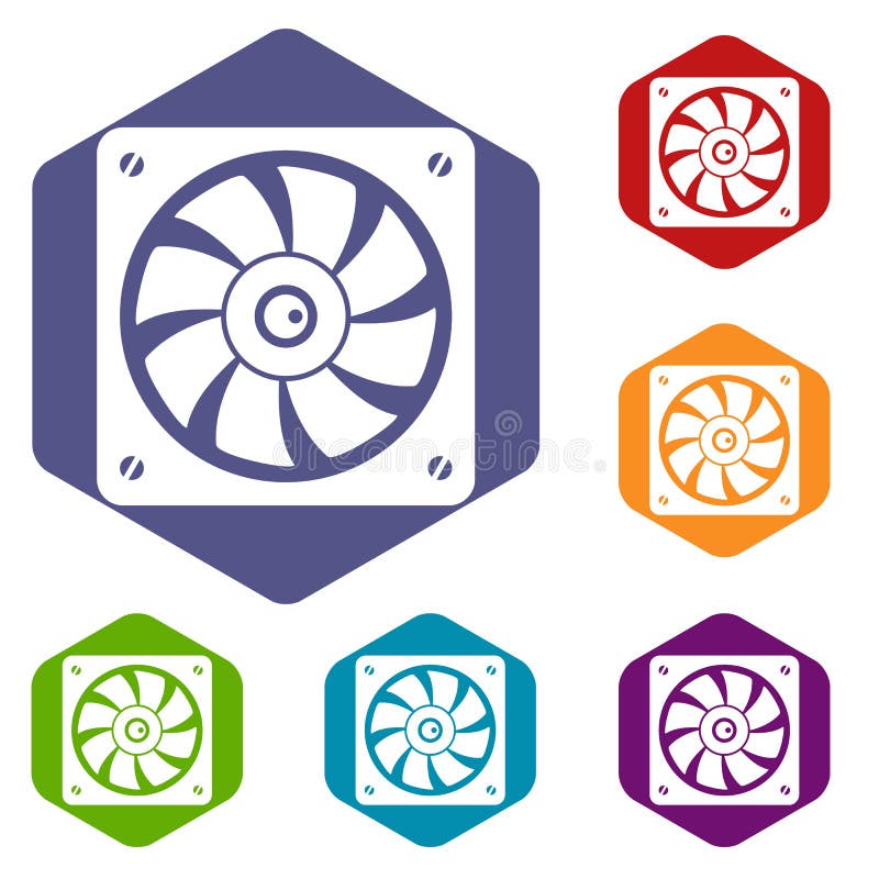 Computer Fan Icons Set Hexagon Stock Vector - Illustration of computer ...