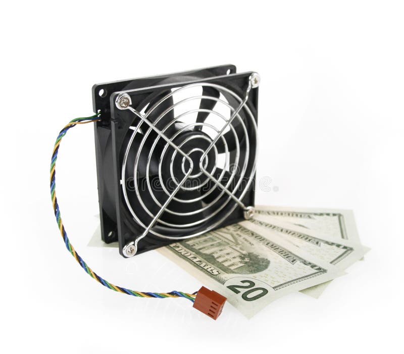 Computer fan and money stock image. Image of isolated - 23955449