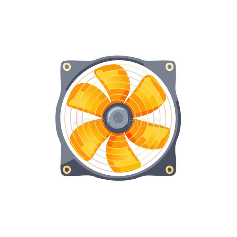 Computer Fan with Orange Blades for CPU Cooling System Component ...