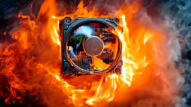 A Computer Fan on Fire with Smoke Coming Out of it Stock Footage ...