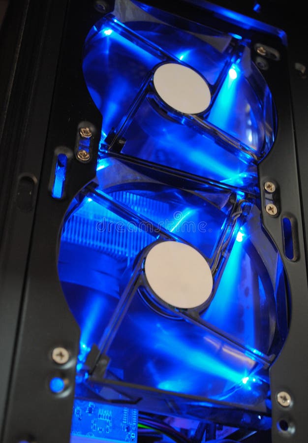Computer Fans with LED Backlight Stock Image - Image of hitech, design ...