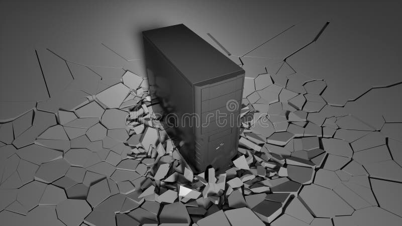 Computer Fell on the Floor and Broke it Stock Illustration ...