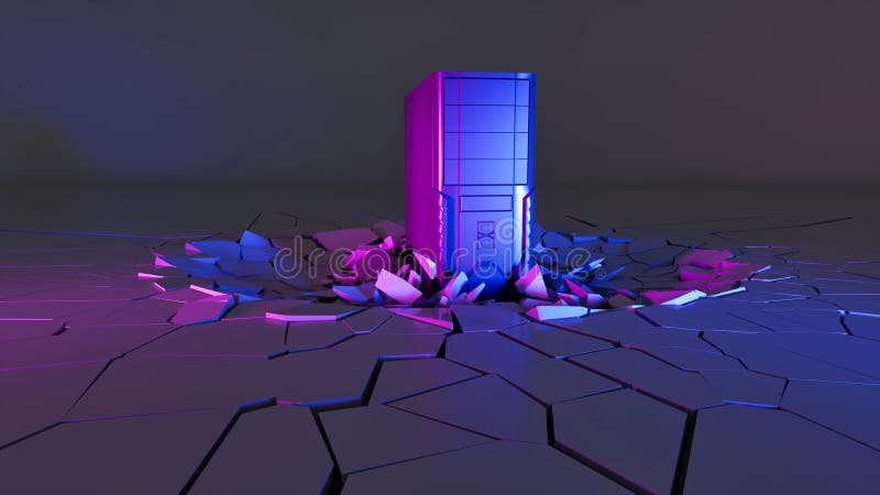 Computer Fell on the Floor and Broke it in Neon Lighting Stock ...