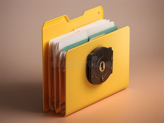 Computer File Folder with Lock. Data Protection, Cyber Security Concept ...