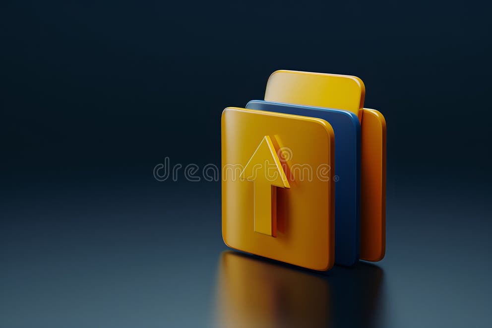 Computer File Folder with an Upward Arrow. File Upload, Data Storage ...