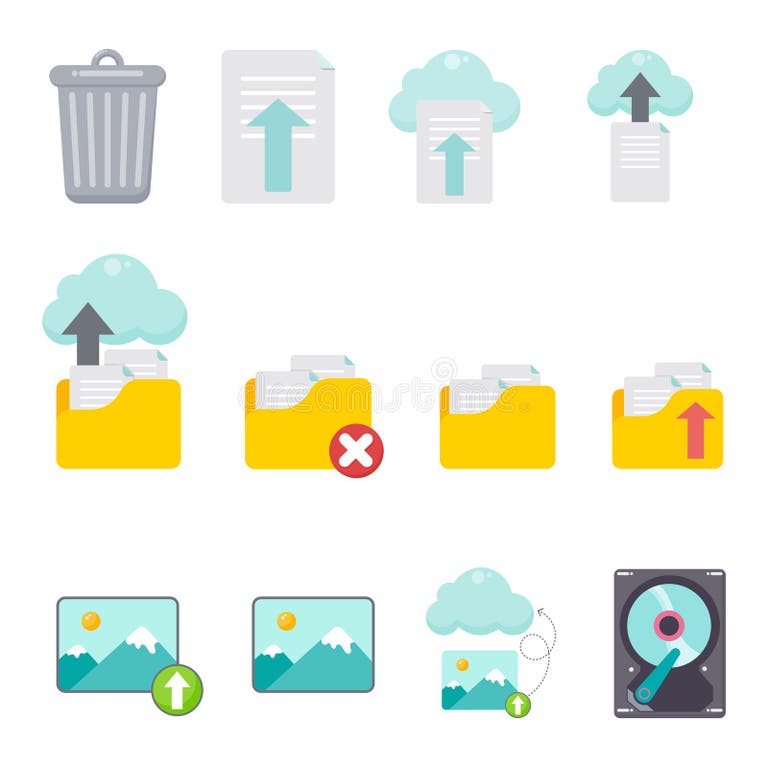 Computer File and Document Upload Icon Set Vector Illustration Graphics ...