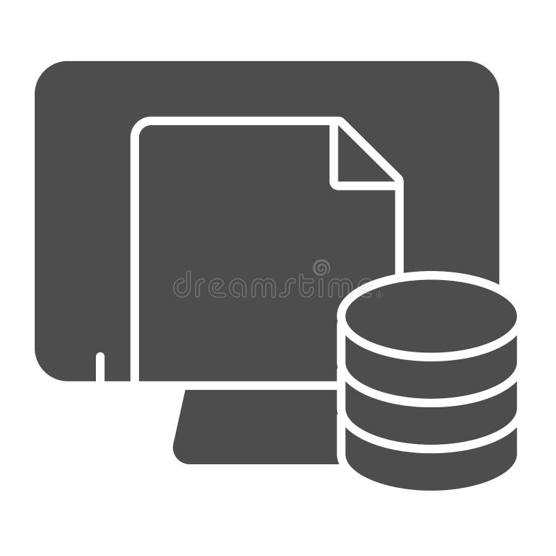 Computer File Storage Solid Icon. Paper Archive on Pc Vector ...