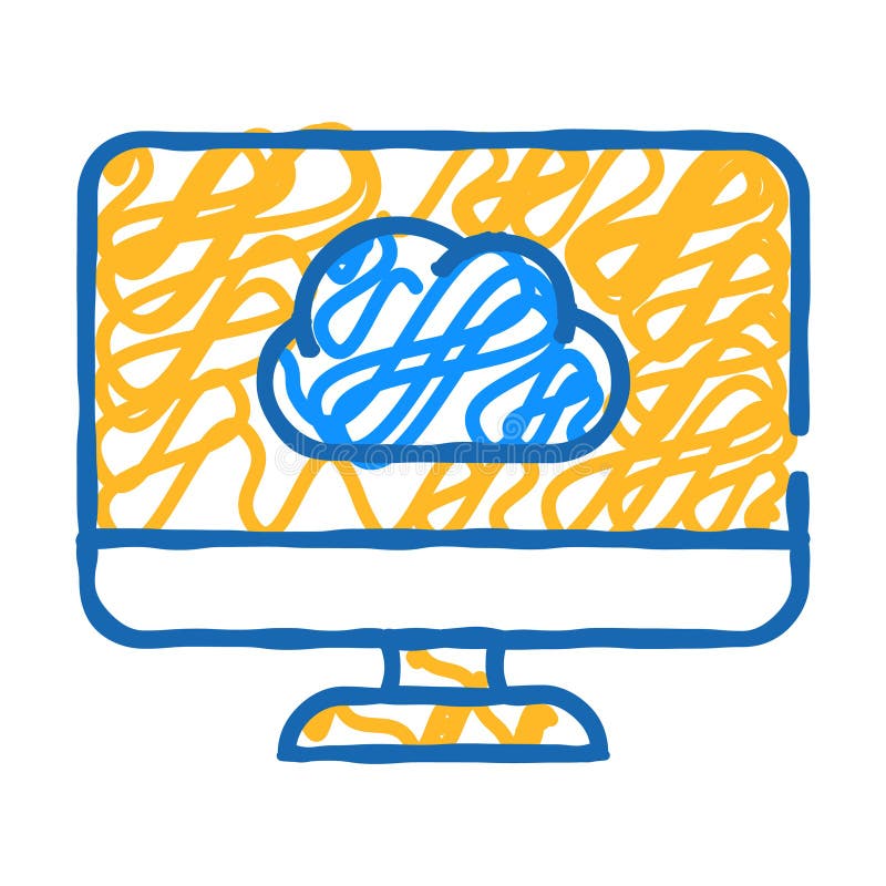 Computer Files Cloud Storage Icon Doodle Illustration Stock Vector ...