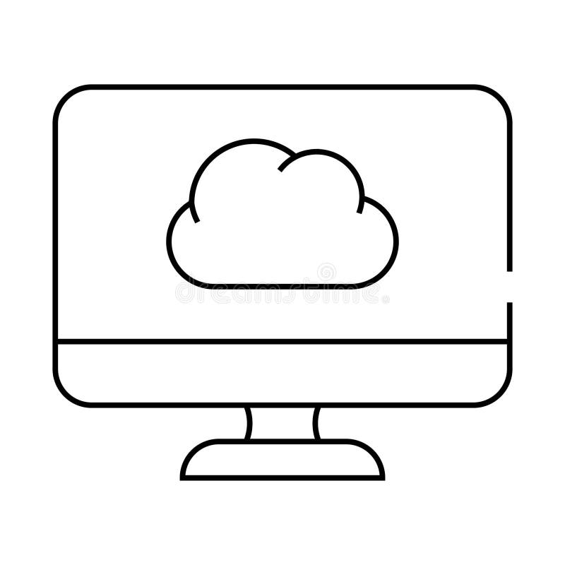 Computer Files Cloud Storage Line Icon Vector Illustration Stock ...
