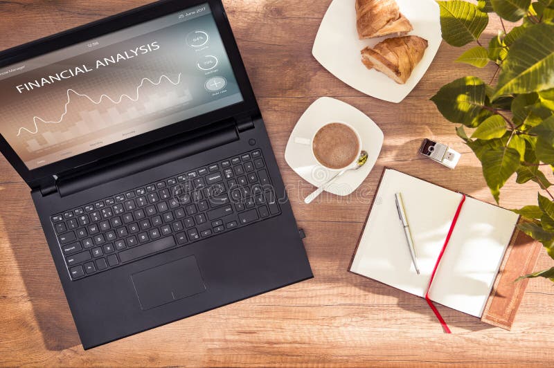 Computer with Financial Analysis Program. Stock Photo - Image of ...