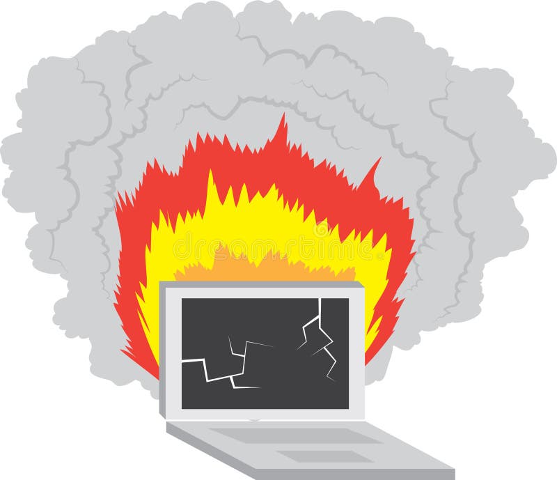 Computer on Fire stock vector. Illustration of tech, vector - 23385529