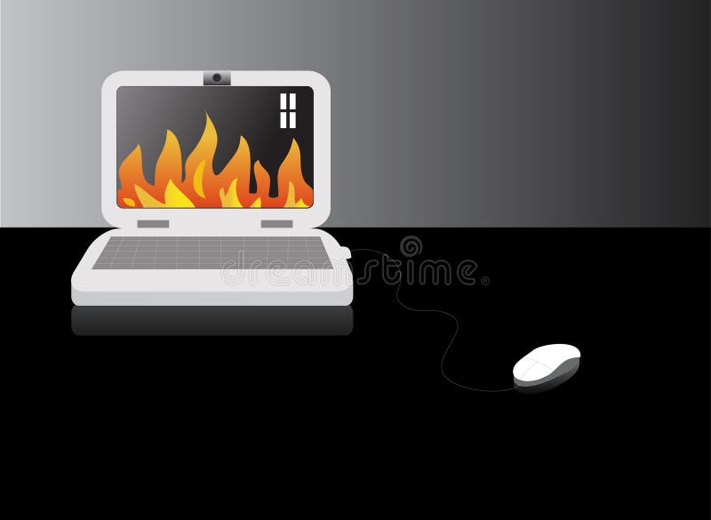 Laptop Computer Keyboard Fire Stock Illustration - Illustration of ...