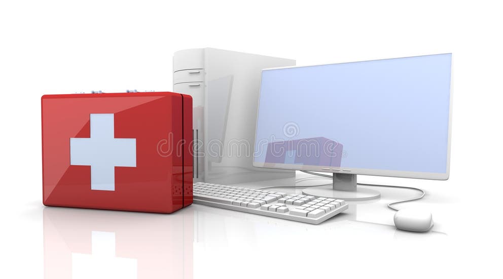 Computer First aid stock illustration. Illustration of cable - 13189312