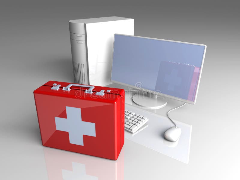 Computer First aid stock illustration. Illustration of cable - 13189312