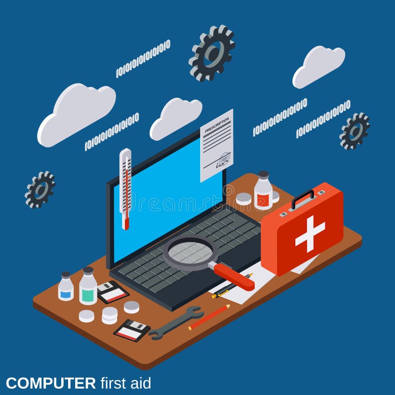 Computer First aid stock illustration. Illustration of cable - 13189312