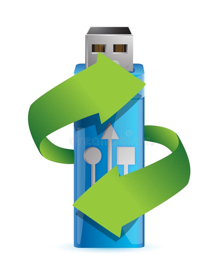 Computer Flash Drive Around Arrows Stock Illustration - Illustration of ...