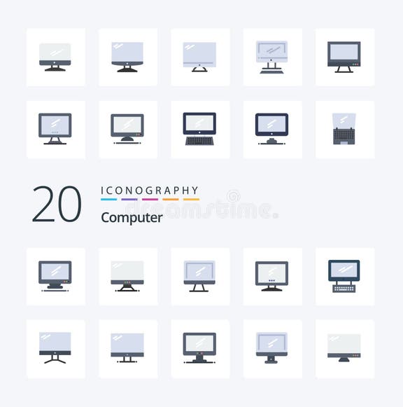 20 Computer Flat Color Icon Pack Like Laptop Stock Vector ...