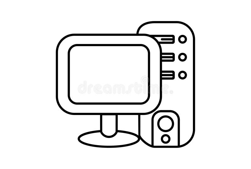 Computer Flat Icon Minimalist Technology Symbol Hardware Sign Artwork ...