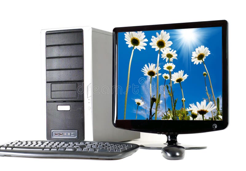Computer with flat screen stock image. Image of liquid - 8084227