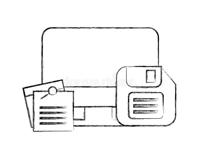 Computer Floppy Disk and Notes Memo Office Stock Illustration ...