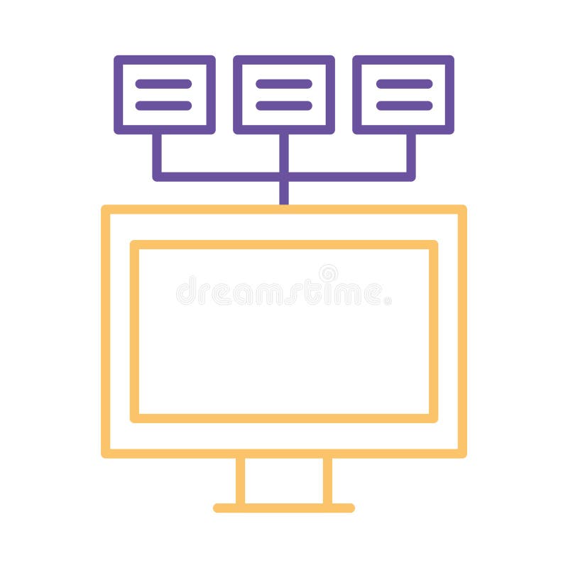 Computer with Flow Chart Line Style Icon Vector Design Stock Vector ...