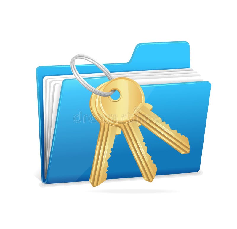 Computer folder and key stock vector. Illustration of equipment - 34870793