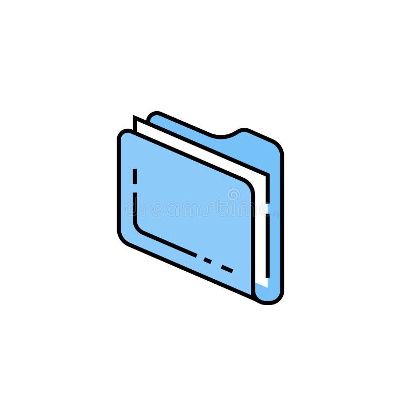 Folder Line Blue Icon on White Background. Blue Flat Style Vector ...