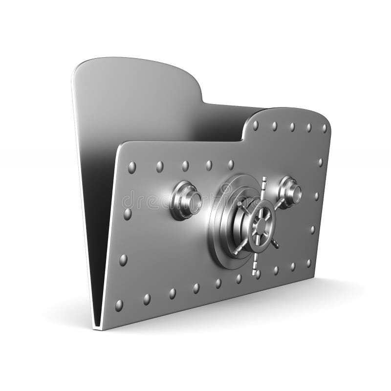 Computer Folder with Lock on White Background. 3d Stock Illustration ...