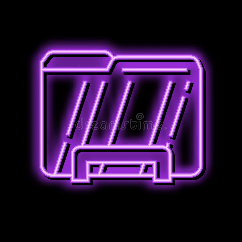 Computer Folder Neon Glow Icon Illustration Stock Vector - Illustration ...