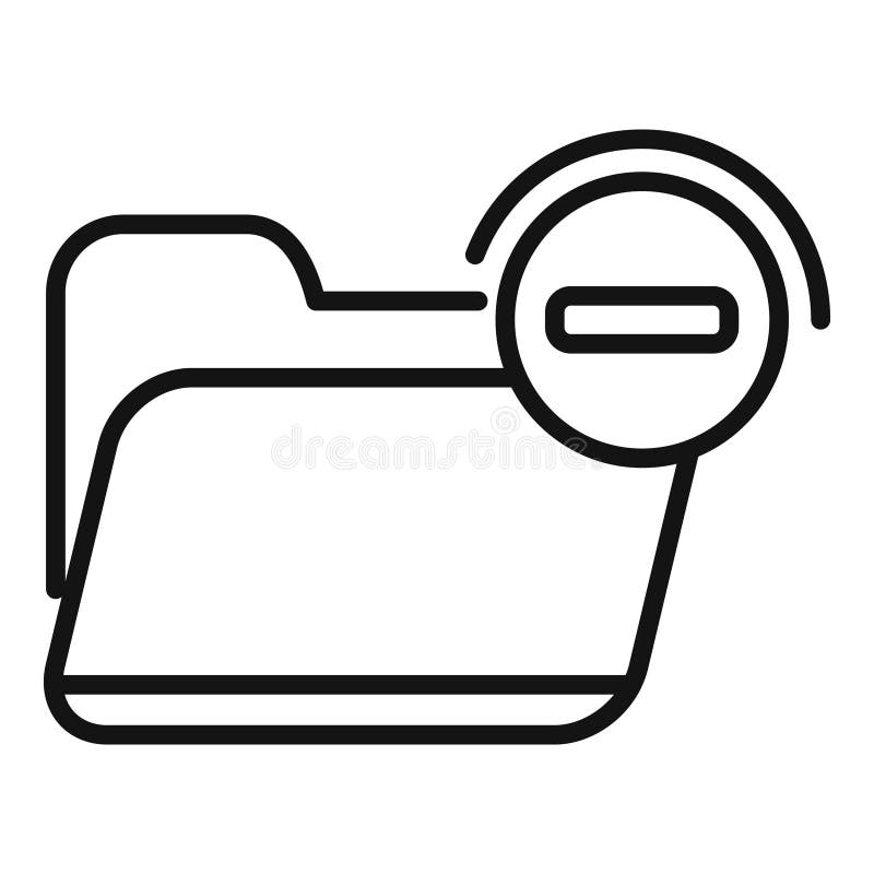 Computer Folder Receiving Delete Sign Icon Outline Style Stock ...