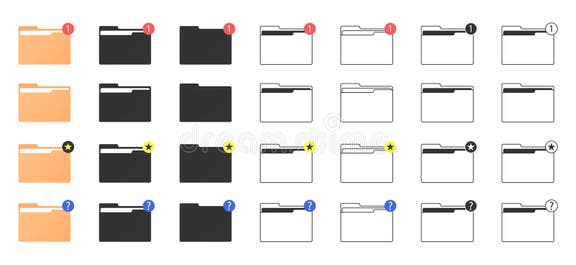 Computer Folders in Flat Style. a Large Set of Various Folders in ...