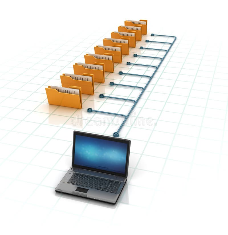 Computer Folders with Laptop Stock Illustration - Illustration of ...