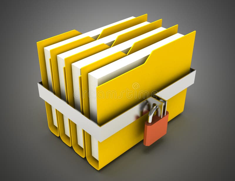 3d Computer Folders with Padlock.3d Illustration Stock Illustration ...