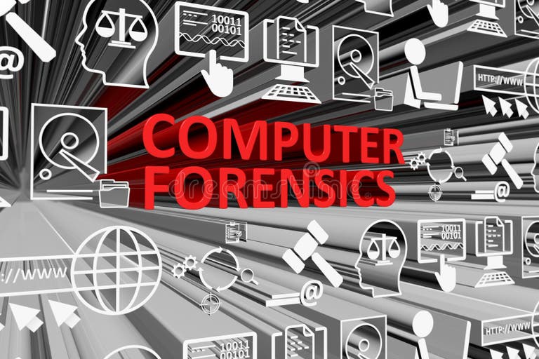 COMPUTER FORENSICS Concept Blurred Background 3d Stock Illustration ...