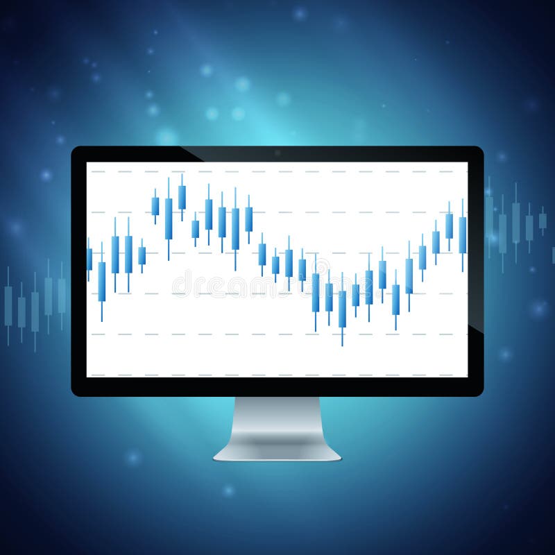 Computer with Forex Chart on Desktop. Stock Vector - Illustration of ...