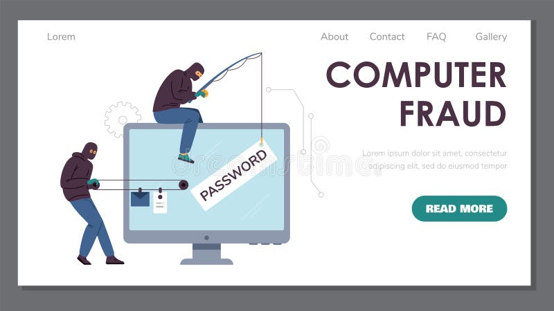Computer Fraud Attack Concept of Website Banner, Flat Vector ...