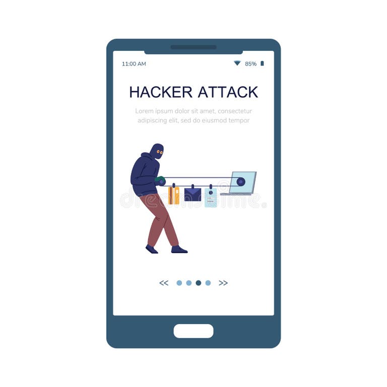 Computer Fraud and Personal Security System Hacking, Flat Vector ...