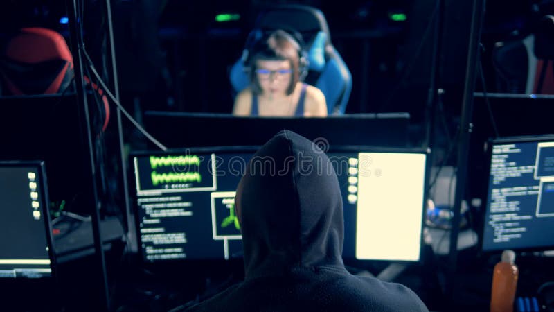 People Hack System, Working with Computer. Cyber Crime and Hacking ...